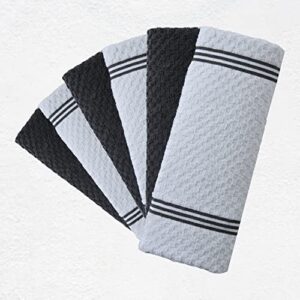 Infinitee Xclusives Premium Kitchen Towels – Pack of 6, 100% Cotton 15 x 25 Inches Absorbent Dish Towels - 425 GSM Tea Towel, Terry Kitchen Dishcloth Towels- Grey Dish Cloth for Household Cleaning