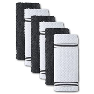 Infinitee Xclusives Premium Kitchen Towels – Pack of 6, 100% Cotton 15 x 25 Inches Absorbent Dish Towels - 425 GSM Tea Towel, Terry Kitchen Dishcloth Towels- Grey Dish Cloth for Household Cleaning