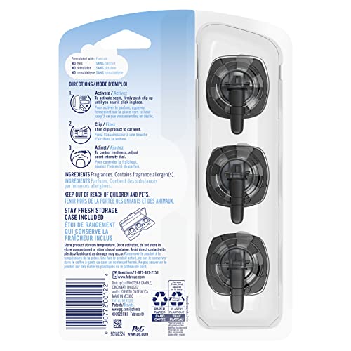 Febreze Car Air Fresheners, Platinum Ice Scent, Odor Fighter for Strong Odor, Car Vent Clips (3 Count)