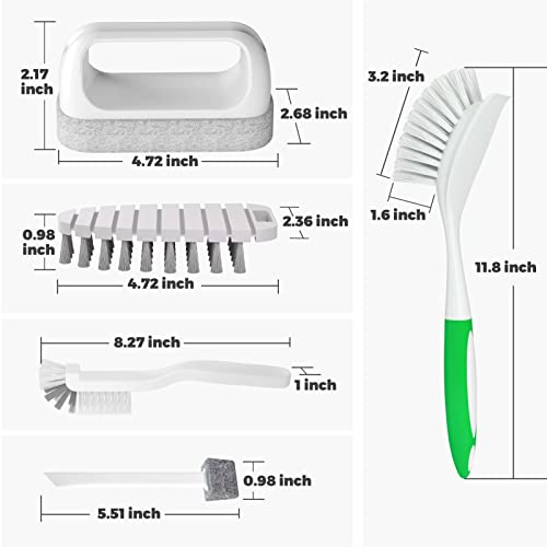 Holikme 7 Pack Kitchen Cleaning Brush Set, Dish Brush for Cleaning, Kitchen Scrub Brush&Bendable Clean Brush&Groove Gap Brush&Scouring Pad for Pot and Pan, Kitchen Sink, Green