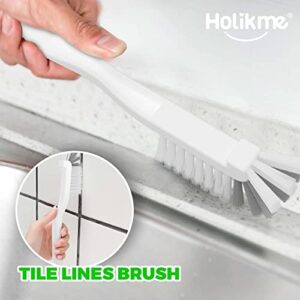 Holikme 7 Pack Kitchen Cleaning Brush Set, Dish Brush for Cleaning, Kitchen Scrub Brush&Bendable Clean Brush&Groove Gap Brush&Scouring Pad for Pot and Pan, Kitchen Sink, Green