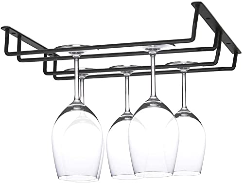 Wine Glass Shelf, Upside-down Home Goblet Iron Art Shelf, Wine Glass Hanging Storage Rack(Black)