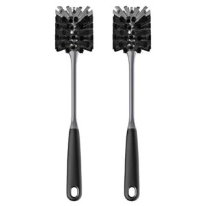 mr.siga long handle bottle brush, flexible scrub brush for water bottles, glasswares, mugs, black, 2 pack