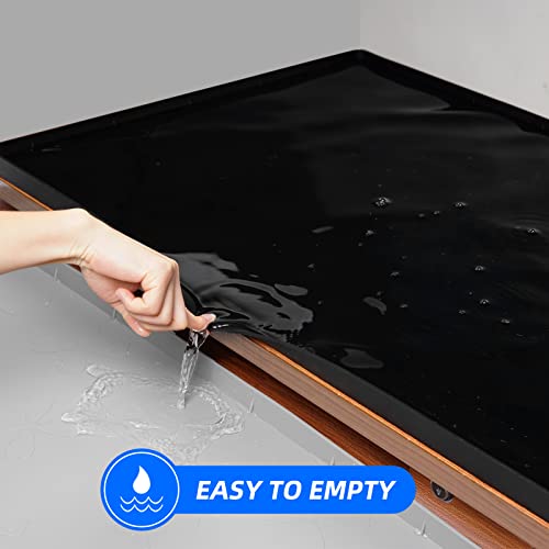 Under Sink Mat for Kitchen Waterproof, 34" x 22" Silicone Under Sink Mat Line for Kitchen and Bathroom (Black)