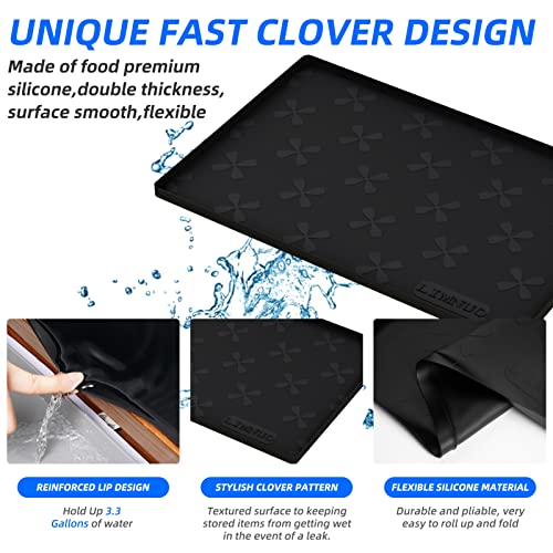 Under Sink Mat for Kitchen Waterproof, 34" x 22" Silicone Under Sink Mat Line for Kitchen and Bathroom (Black)