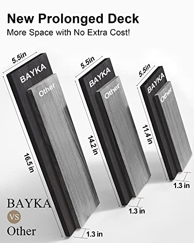 BAYKA Wall Shelves for Bedroom Decor, Floating Wall Shelves for Living Room Kitchen Storage, Wall Mounted Rustic Wood Floating Shelves for Kids Books, Small Shelf for Bathroom(Black，Set of 3)