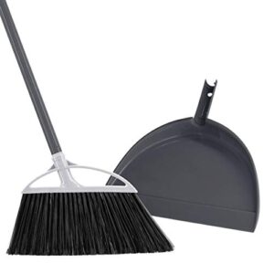 radley & stowe angle broom & dustpan set with dual-textured bristles (grey)