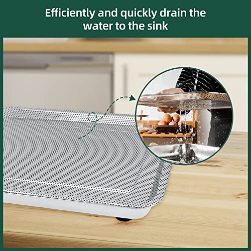 DOXILA Drain Tray - 2 Tier Dish Drying Rack Sink Colander Stainless Steel 15.74" x 11.81" Drain Tray Dish Drainers, Dish Rack Serving Tray Drainer Set for Home Kitchen Counter