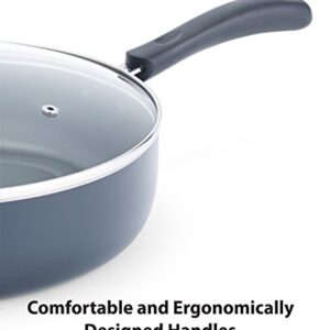 T-fal B36290 Specialty Nonstick 5 Quart Jumbo Cooker Saute Pan with Glass Lid, Black