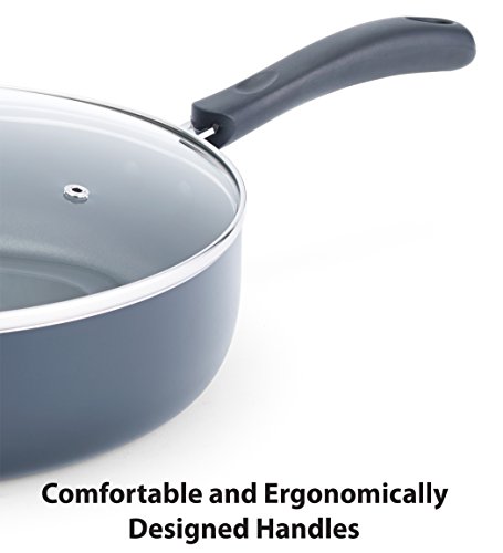 T-fal B36290 Specialty Nonstick 5 Quart Jumbo Cooker Saute Pan with Glass Lid, Black