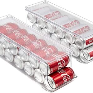 Sorbus Soda Can Organizer for Refrigerator Stackable Can Holder Dispenser with Lid for Fridge, Pantry, Freezer – Holds 12 Cans Each, BPA-Free, Clear Design,[Patent Pending] (2-Pack)