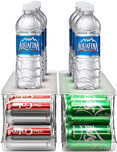 Sorbus Soda Can Organizer for Refrigerator Stackable Can Holder Dispenser with Lid for Fridge, Pantry, Freezer – Holds 12 Cans Each, BPA-Free, Clear Design,[Patent Pending] (2-Pack)