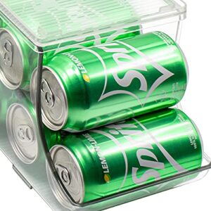 Sorbus Soda Can Organizer for Refrigerator Stackable Can Holder Dispenser with Lid for Fridge, Pantry, Freezer – Holds 12 Cans Each, BPA-Free, Clear Design,[Patent Pending] (2-Pack)