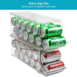 Sorbus Soda Can Organizer for Refrigerator Stackable Can Holder Dispenser with Lid for Fridge, Pantry, Freezer – Holds 12 Cans Each, BPA-Free, Clear Design,[Patent Pending] (2-Pack)