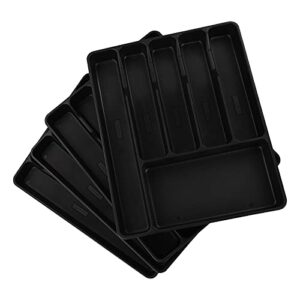 Morcte 1-Pack Plastic Silverware Cutlery Tray Organizer, Cutlery Holder Trays, Black