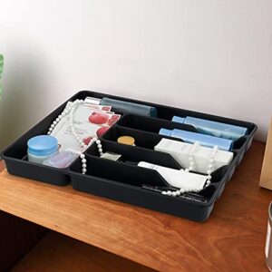 Morcte 1-Pack Plastic Silverware Cutlery Tray Organizer, Cutlery Holder Trays, Black