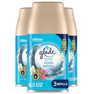 glade automatic spray refill, air freshener for home and bathroom, aqua waves, 6.2 oz, 3 count