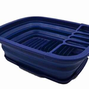 SAMMART 8L (2.11Gallons) Collapsible Dish Drainer with Drainer Board - Foldable Drying Rack Set - Portable Dinnerware Organizer - Space Saving Kitchen Storage Tray (Royal Blue, 1)