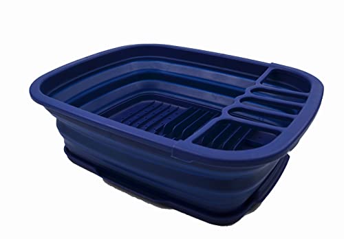 SAMMART 8L (2.11Gallons) Collapsible Dish Drainer with Drainer Board - Foldable Drying Rack Set - Portable Dinnerware Organizer - Space Saving Kitchen Storage Tray (Royal Blue, 1)