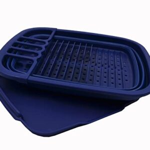 SAMMART 8L (2.11Gallons) Collapsible Dish Drainer with Drainer Board - Foldable Drying Rack Set - Portable Dinnerware Organizer - Space Saving Kitchen Storage Tray (Royal Blue, 1)