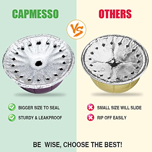 CAPMESSO Aluminum Foils Lids to Reuse Vertuoline Capsules Coffee Pods Compatible with Nespresso VertuoLine Machine 64mm(100/package)