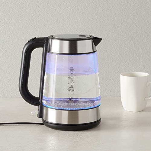 Amazon Basics Electric Glass and Steel Hot Tea Water Kettle, 1.7-Liter