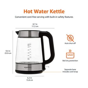 Amazon Basics Electric Glass and Steel Hot Tea Water Kettle, 1.7-Liter