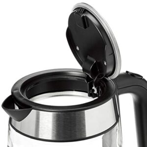 Amazon Basics Electric Glass and Steel Hot Tea Water Kettle, 1.7-Liter