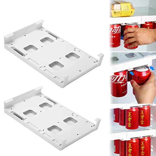 2Pc Hanging Soda Organizer for Refrigerator Adjustable Can Dispenser for Fridge More 50% Space Save Fridge Organizer Soda Fridge Storage Holds 16 Cans