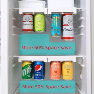 2Pc Hanging Soda Organizer for Refrigerator Adjustable Can Dispenser for Fridge More 50% Space Save Fridge Organizer Soda Fridge Storage Holds 16 Cans