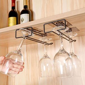 Gittcoll Wine Glass Rack Under Cabinet Hanging Iron Stemware Rack Glasses Storage Holder No Drilling Metal Organizer Hanger for Bar Home Pub Glass Shelf for Kitchen Bar Restaurant, Set of 2, 26x9x6cm