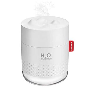 portable mini humidifier, 500ml small cool mist humidifier, usb personal desktop humidifier for baby bedroom travel office home, auto shut-off, 2 mist modes, super quiet, white