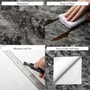 Granite Look Marble Effect Interior Film Vinyl Self Adhesive Peel-Stick Counter Top (VBS710(Matte Black Grey))