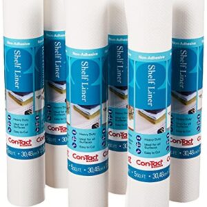 Con-Tact Brand Simple Elegance Textured Non-Adhesive Durable Shelf and Drawer Liner, 12" x 5', White Diamonds, 6 Rolls