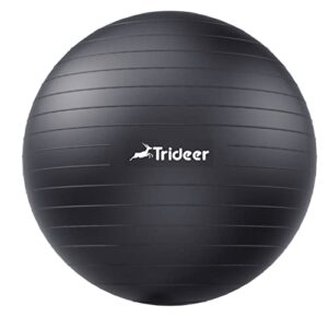 trideer extra thick yoga ball exercise ball, 5 sizes ball chair, heavy duty swiss ball for balance, stability, pregnancy, physical therapy, quick pump included (black, l (58-65cm))