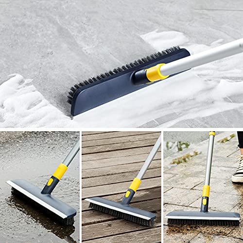 Yocada Floor Scrub Brush 55.9" Telescopic Handle 2 in 1 Scrape Brush Stiff Bristle Shower Scrubber for Cleaning Patio Bathroom Garage Kitchen Wall Deck Tub Tile