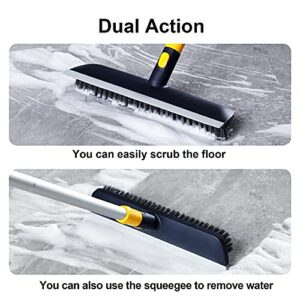 Yocada Floor Scrub Brush 55.9" Telescopic Handle 2 in 1 Scrape Brush Stiff Bristle Shower Scrubber for Cleaning Patio Bathroom Garage Kitchen Wall Deck Tub Tile