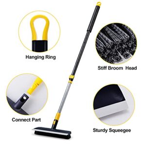 Yocada Floor Scrub Brush 55.9" Telescopic Handle 2 in 1 Scrape Brush Stiff Bristle Shower Scrubber for Cleaning Patio Bathroom Garage Kitchen Wall Deck Tub Tile