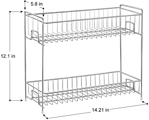 MOOACE Under Sink Organizer, 2 Tier Under Cabinet Bathroom Sink Organizers and Storage, Multi-purpose Under Sink Shelf Organizer Rack for Bathroom Kitchen