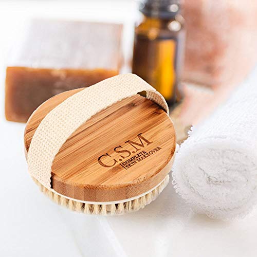 CSM Dry Body Brush for Beautiful Skin - Solid Wood Frame & Boar Hair Exfoliating Brush to Exfoliate & Soften Skin, Improve Circulation, Stop Ingrown Hairs, Reduce Acne and Cellulite