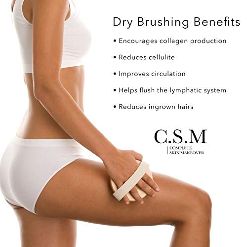 CSM Dry Body Brush for Beautiful Skin - Solid Wood Frame & Boar Hair Exfoliating Brush to Exfoliate & Soften Skin, Improve Circulation, Stop Ingrown Hairs, Reduce Acne and Cellulite