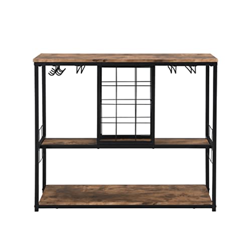 ZSEDP Industrial Wine Rack Table with Glass Stand Wine Cabinet with Storage Shelves