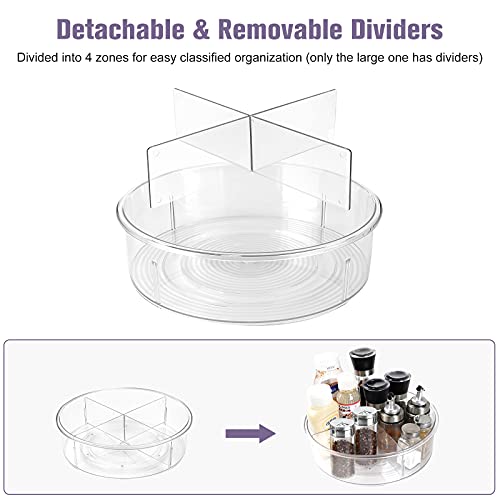 2 Pack Puricon Clear Lazy Susan Turntable Organizer (12 Inch & 10") Bundle with Tea Bag Organizer Storage Holder 360-Degrees Spinning Carousel