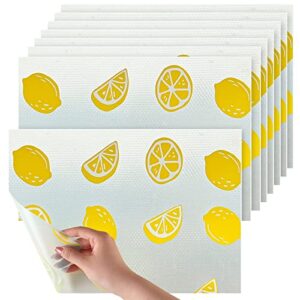 8 pieces refrigerator liner drawer liner for kitchen cabinets washable refrigerator mats eva non adhesive shelf liners easy to cut drawer cover sheet for fridge dresser, 17.7 x 11.8 inch (lemon)