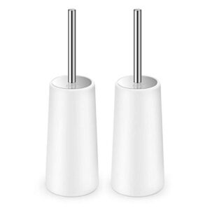 ixo toilet brush and holder, 2 pack toilet brush with 304 stainless steel long handle, toilet bowl brush for bathroom toilet-ergonomic, elegant, durable(upgraded)