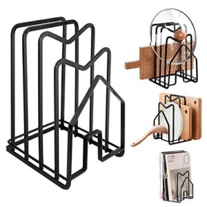 pot pan lid holder rack kitchen shelf chopping board rack cutting board rack organizer stand holder kitchen countertop drain storage shelf bedroom study bookshelf desk organization (black)