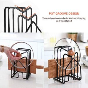 Pot Pan Lid Holder Rack kitchen Shelf Chopping Board Rack Cutting Board Rack Organizer Stand Holder Kitchen Countertop Drain Storage Shelf Bedroom Study Bookshelf Desk Organization (black)