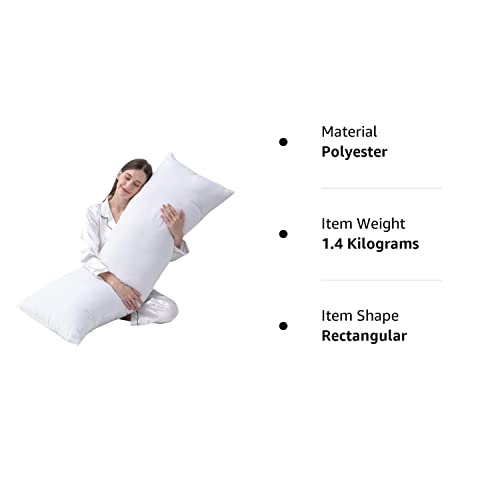 DOWNCOOL Large Body Pillow Insert- Breathable Full Body Pillow for Side Sleeper - Soft Long Bed Pillow for Adults - 20 x 54 inch