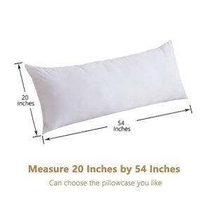 DOWNCOOL Large Body Pillow Insert- Breathable Full Body Pillow for Side Sleeper - Soft Long Bed Pillow for Adults - 20 x 54 inch