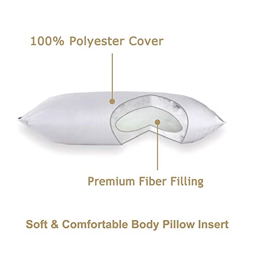 DOWNCOOL Large Body Pillow Insert- Breathable Full Body Pillow for Side Sleeper - Soft Long Bed Pillow for Adults - 20 x 54 inch